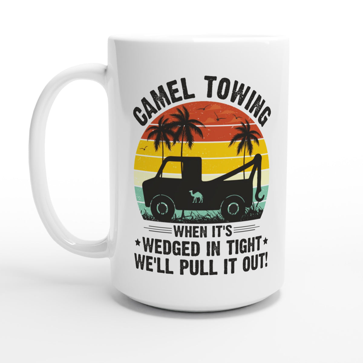 White 15oz Ceramic Mug Camel Towing – Arooga Mugs