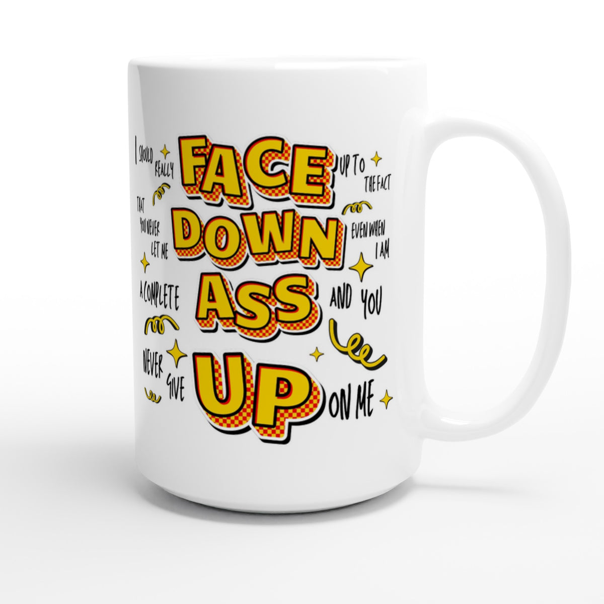 White 15oz Ceramic Mug Face Down Ass Up – Arooga Mugs